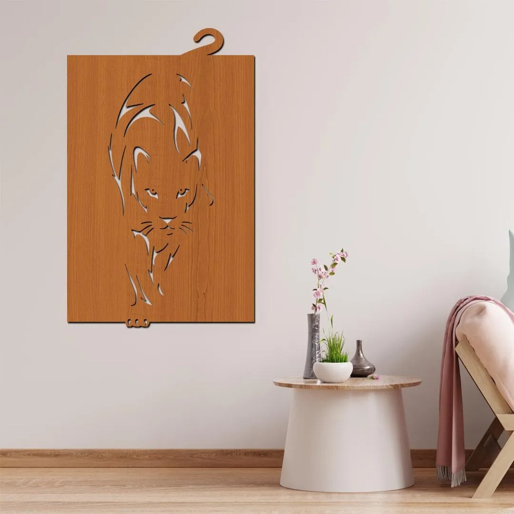 dřevo života Dřevěná dekorace na zeď Panter Zvolte rozměr (cm): 80x128, Zvolte barvu dekoru: Černá