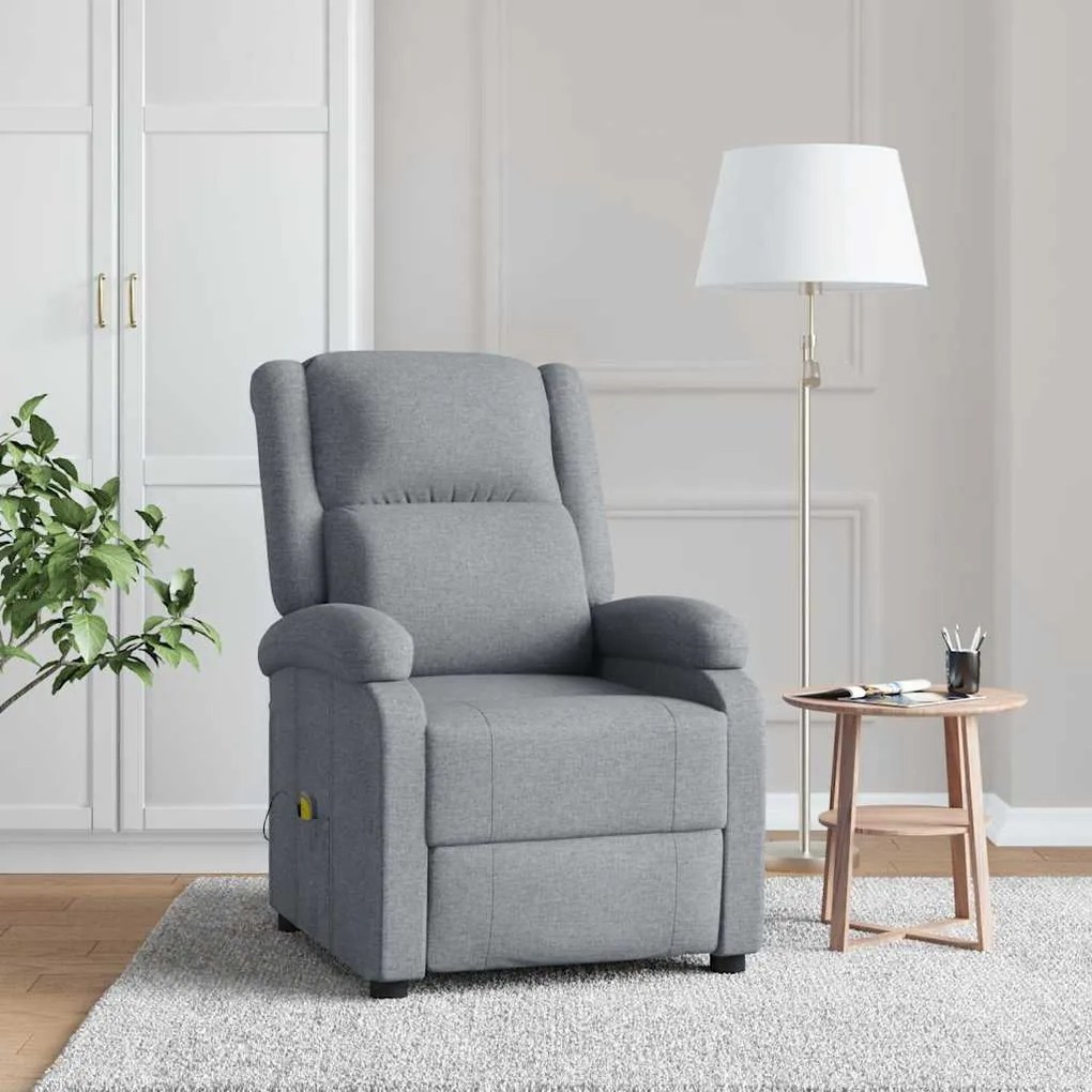 Masážní křeslo světle šedé textil 340936