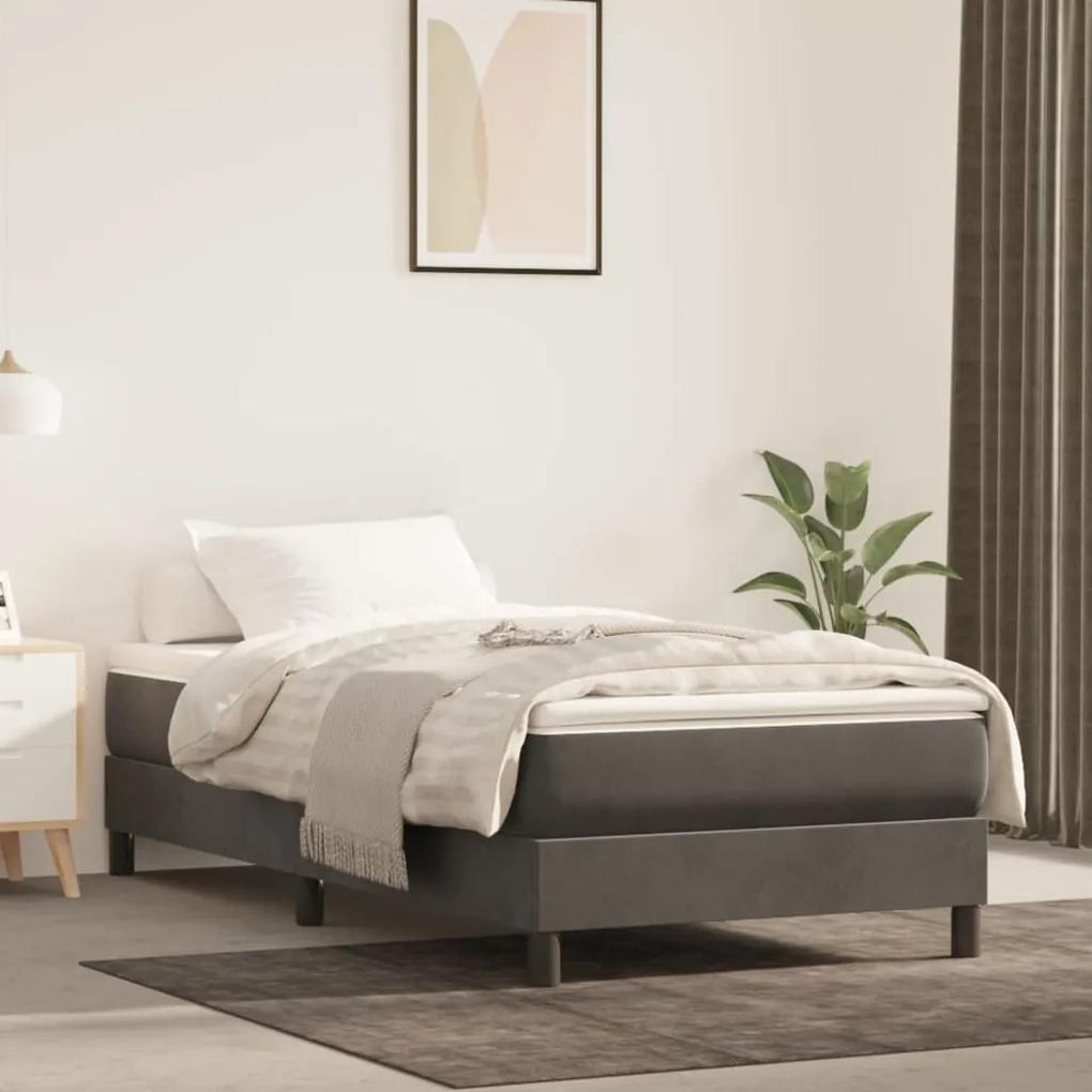 Box spring postel s matrací tmavě šedá 90x200 cm samet - Default Title