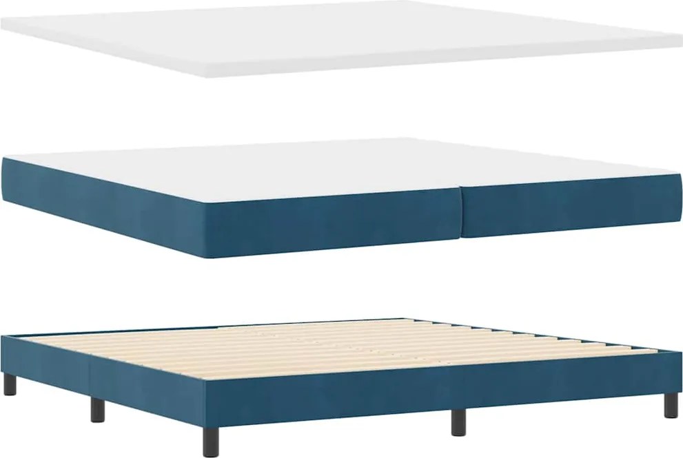 Postel s boxspringem s čelo Tmavě modrá 200 x 200 cm samet 3339198