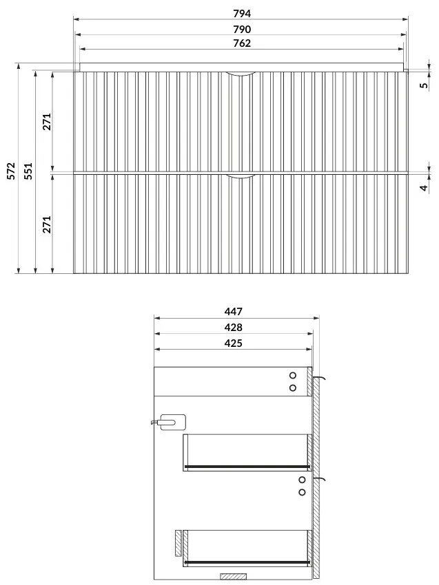 Cersanit Tirso, závěsná skříňka pod umyvadlo 794x447x572 mm, bílá matná, S1015-004