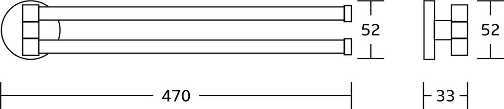 Aqualine Aqualine, SAMBA držák ručníků otočný dvojitý 450mm, černá, SB221