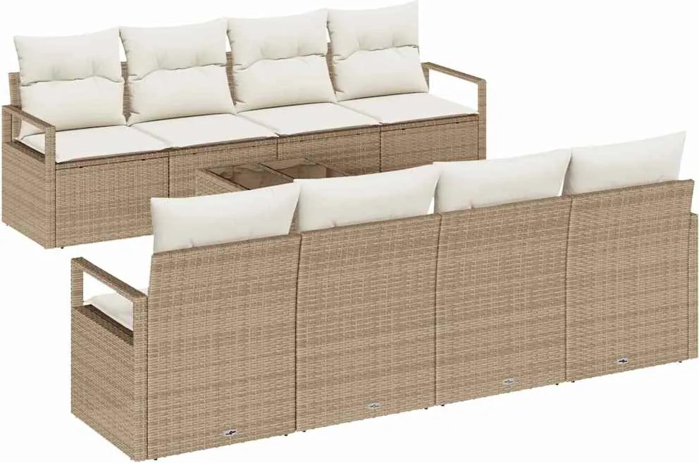 Set pohovek 7 ks 6-Počet míst Béžová a krémová polyratan 3346311