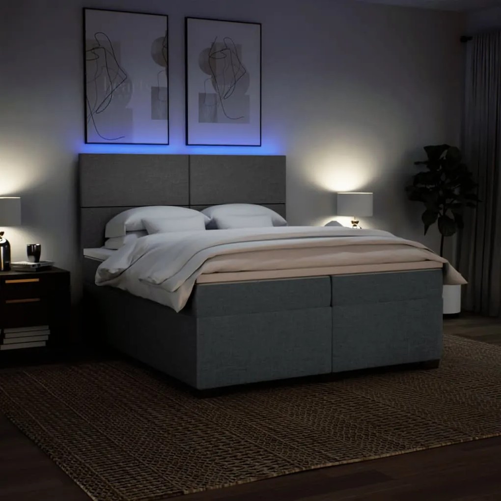 Box spring postel s matrací tmavě šedá 200x200 cm textil 3292889