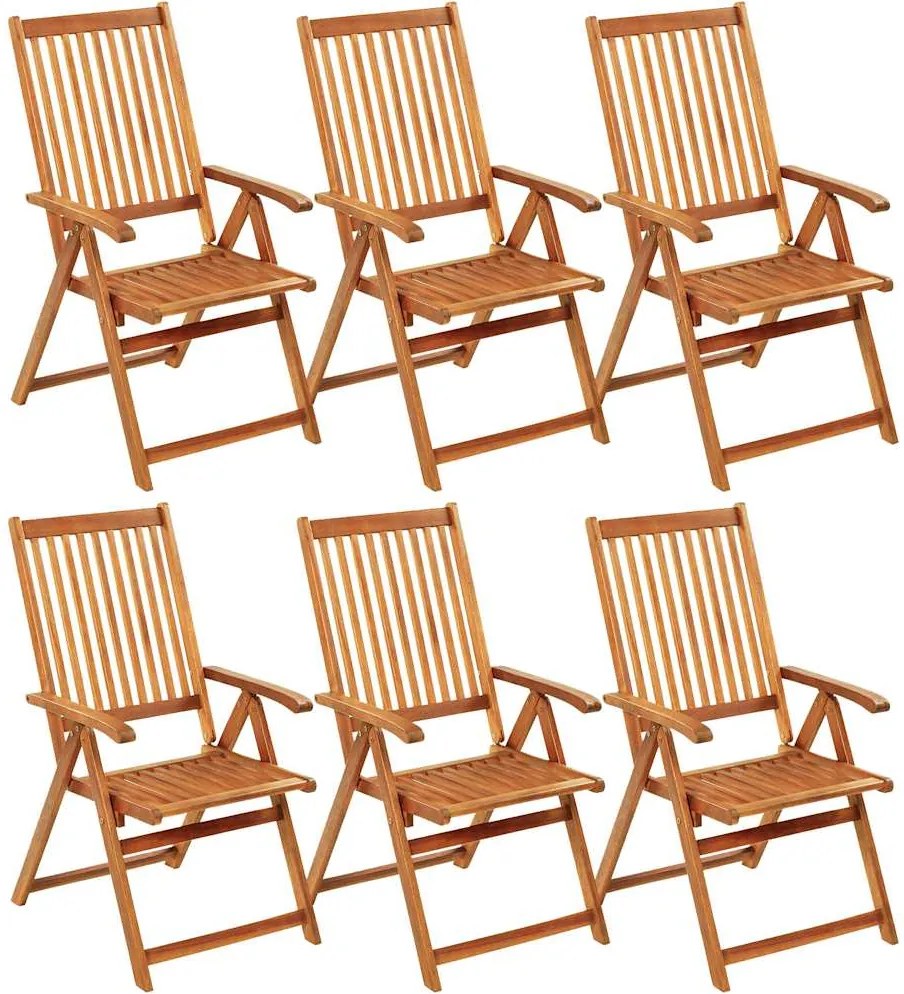 Skládací židle 6 ks s polštáři z masivního akáciového dřeva 3064121