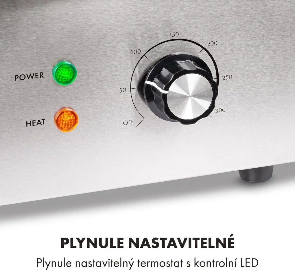 Klarstein Grillmeile 3000GR, elektrický gril, 3000 W, 54,5 x 35 cm, hladký/žebrovaný