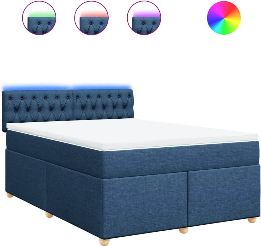Box spring postel s matrací modrá 140x200 cm textil 3289016