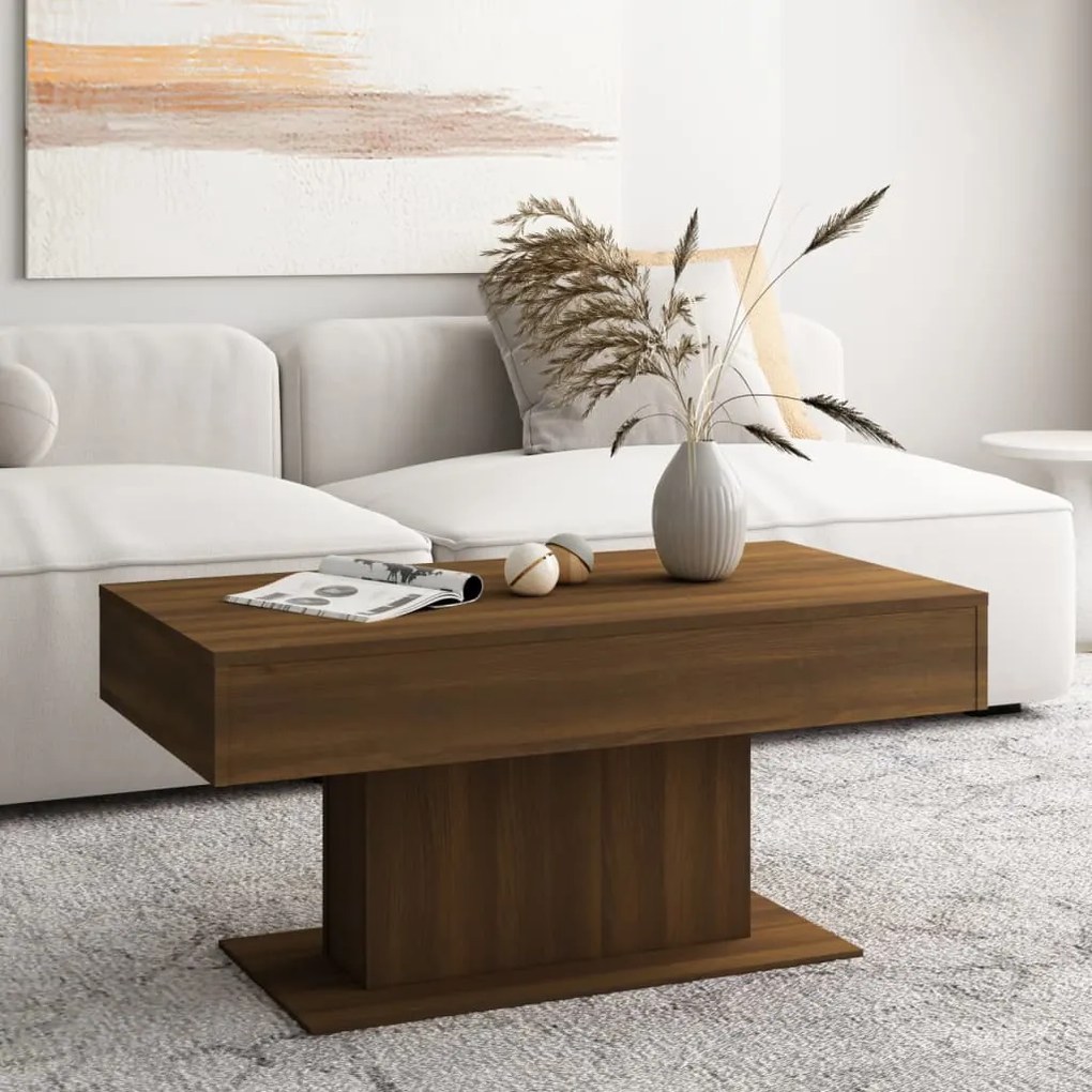Konferenční stolek hnědý dub 96 x 50 x 45 cm kompozitní dřevo - Default Title