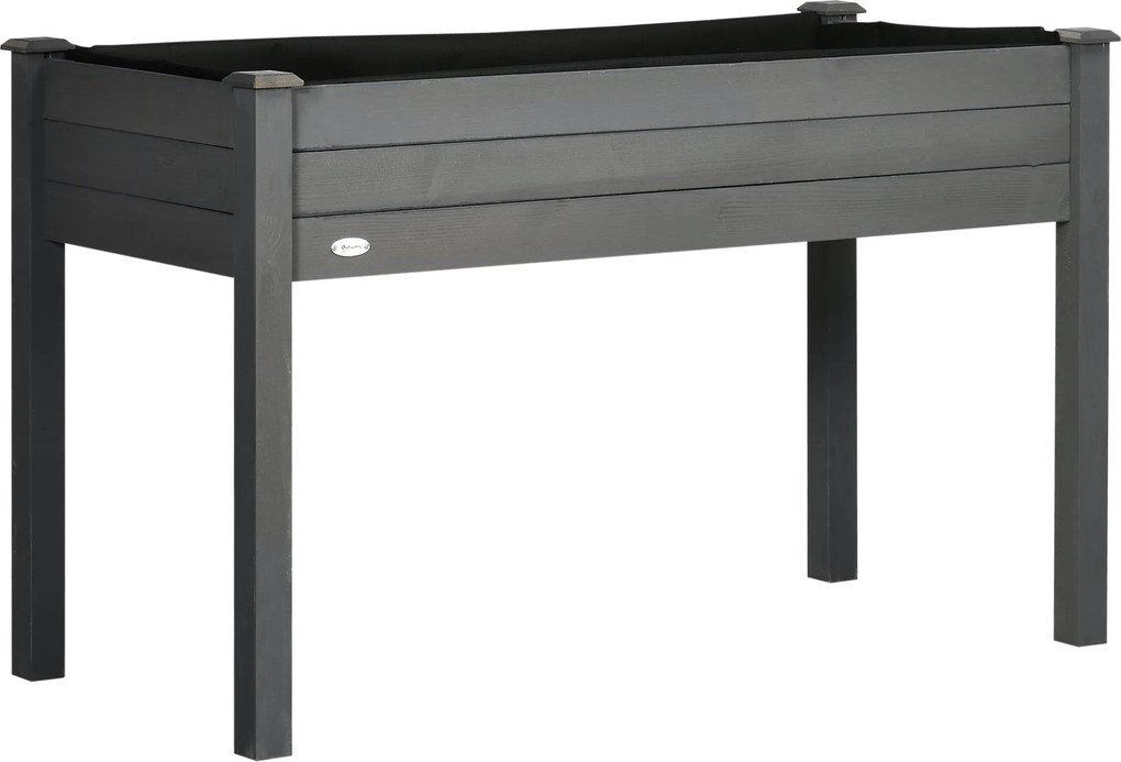 Vyvýšený zahradní záhon Outsunny rozměry 123L x 57W x 76H cm, obsahuje zavlažovací vložky + drenážní textilem, solidní jedlové dřevo | Aosom