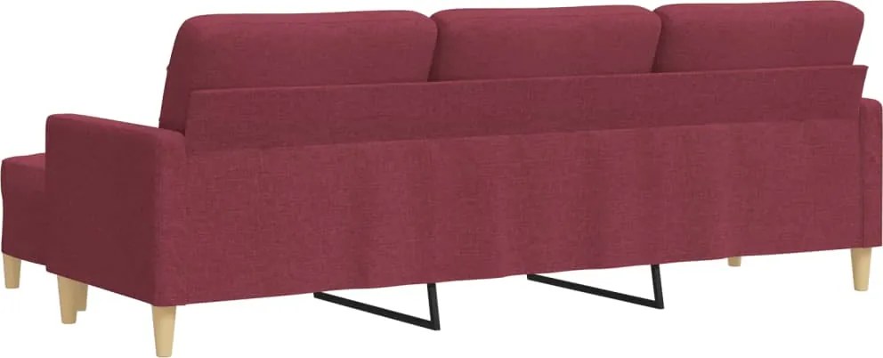 3místná pohovka s podnožkou vínová 210 cm textil 3278255