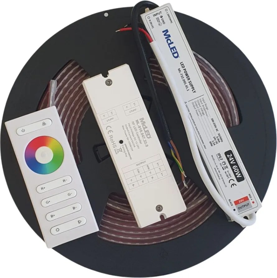 MCLED sestava LED pásek do sauny RGB 2m + kabel + trafo + stmívání