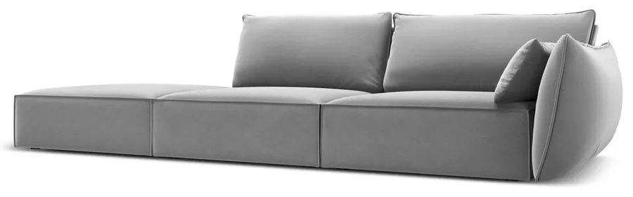 Světle šedá sametová pohovka pravý roh 264 cm Vanda – Mazzini Sofas
