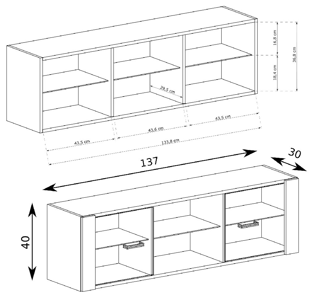 INDIANAPOLIS k | závěsná police I-21 | kraft bílý