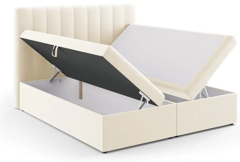 Béžová boxspring postel s úložným prostorem 180x200 cm Gina – Milo Casa