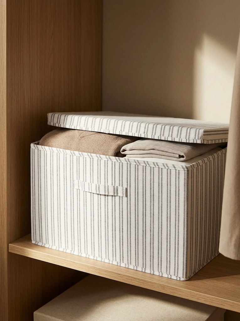Sinsay - Skládací úložný box s pruhy - šedá