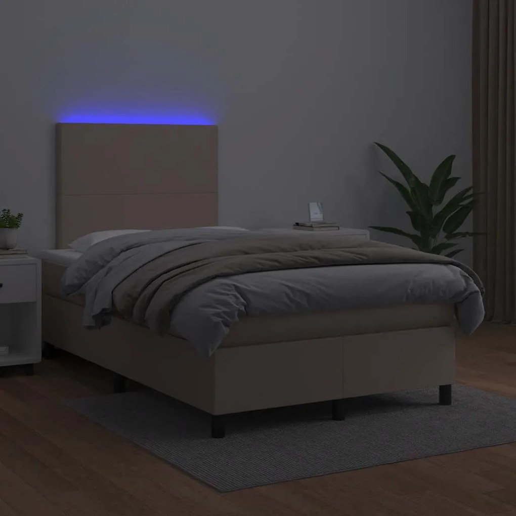Box spring postel matrace a LED cappuccino 120x190cm umělá kůže 3270286