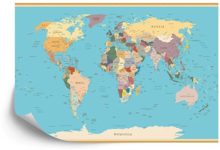 Fototapeta Mapa Světa Omyvatelný vlies 104x70.5