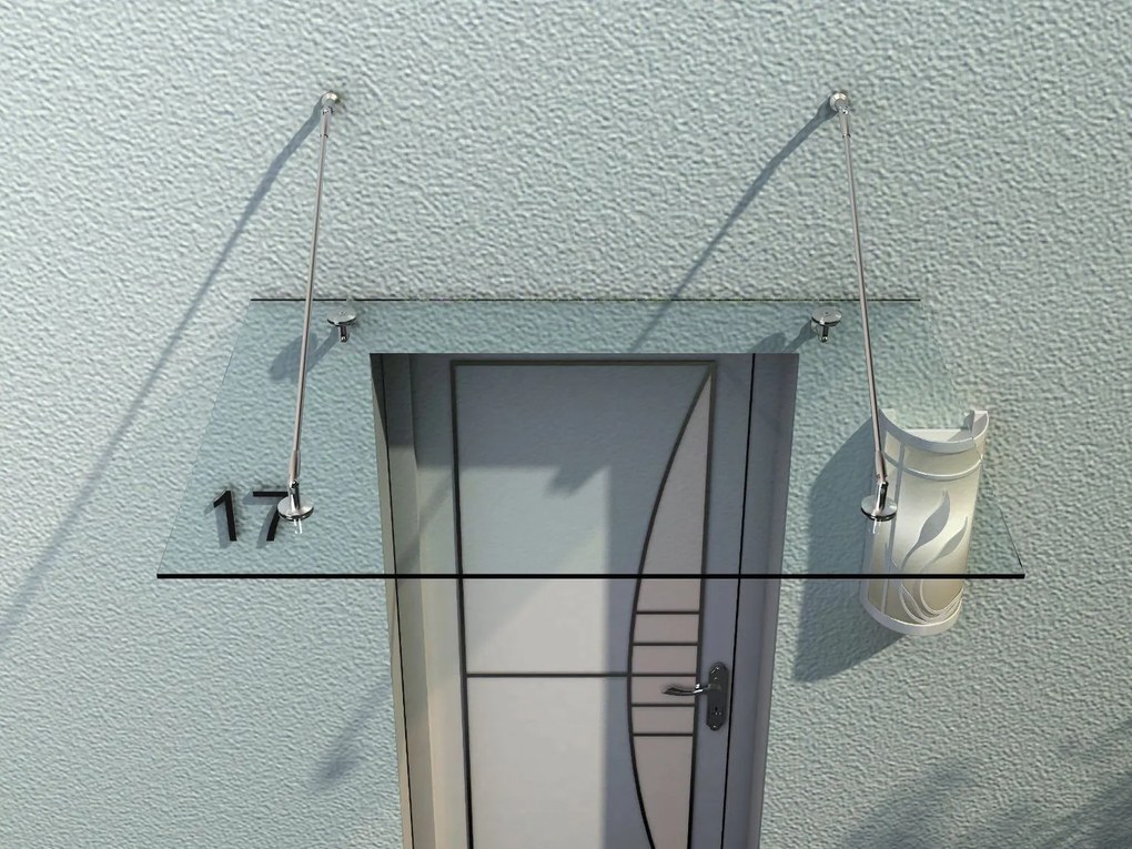 HOMCOM Skleněná stříška s baldachýnem, tvrzené sklo, nerezová ocel 304, čiré sklo 3 velikosti (150x90 cm) (M) | Aosom