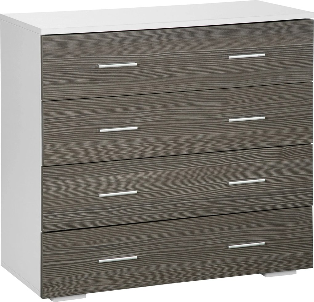 HOMCOM Skříňka s úložným prostorem v moderním stylu, 4 zásuvky, 76 x 35 x 72 cm, bílá a šedá | Aosom