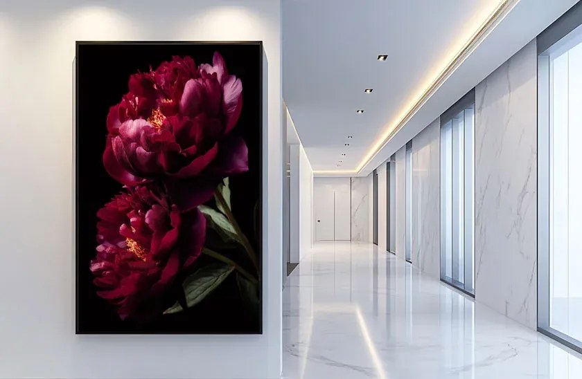 Sametová krása - obraz - Pivoňky v temně elegantním stylu 44 - A3 – 297 × 420 mm - 249 Kč