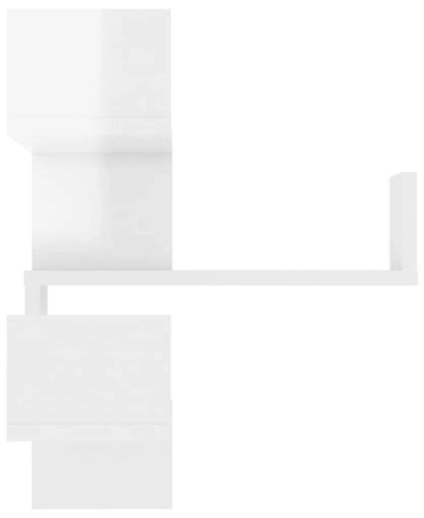 Nástěnné rohové police 2 ks bílé lesklé 40x40x50 cm dřevotříska - Default Title