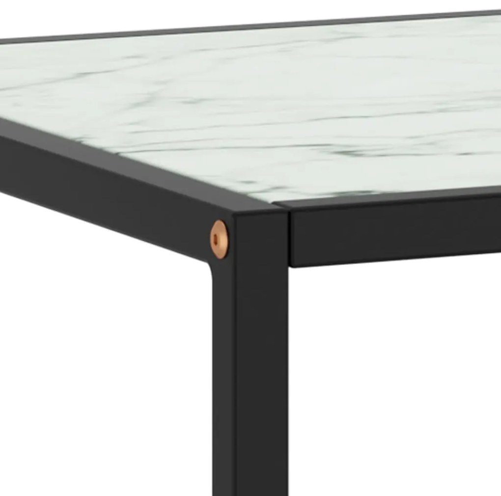 Konferenční stolek černý s bílým mramorovým sklem 40x40x50 cm - Default Title