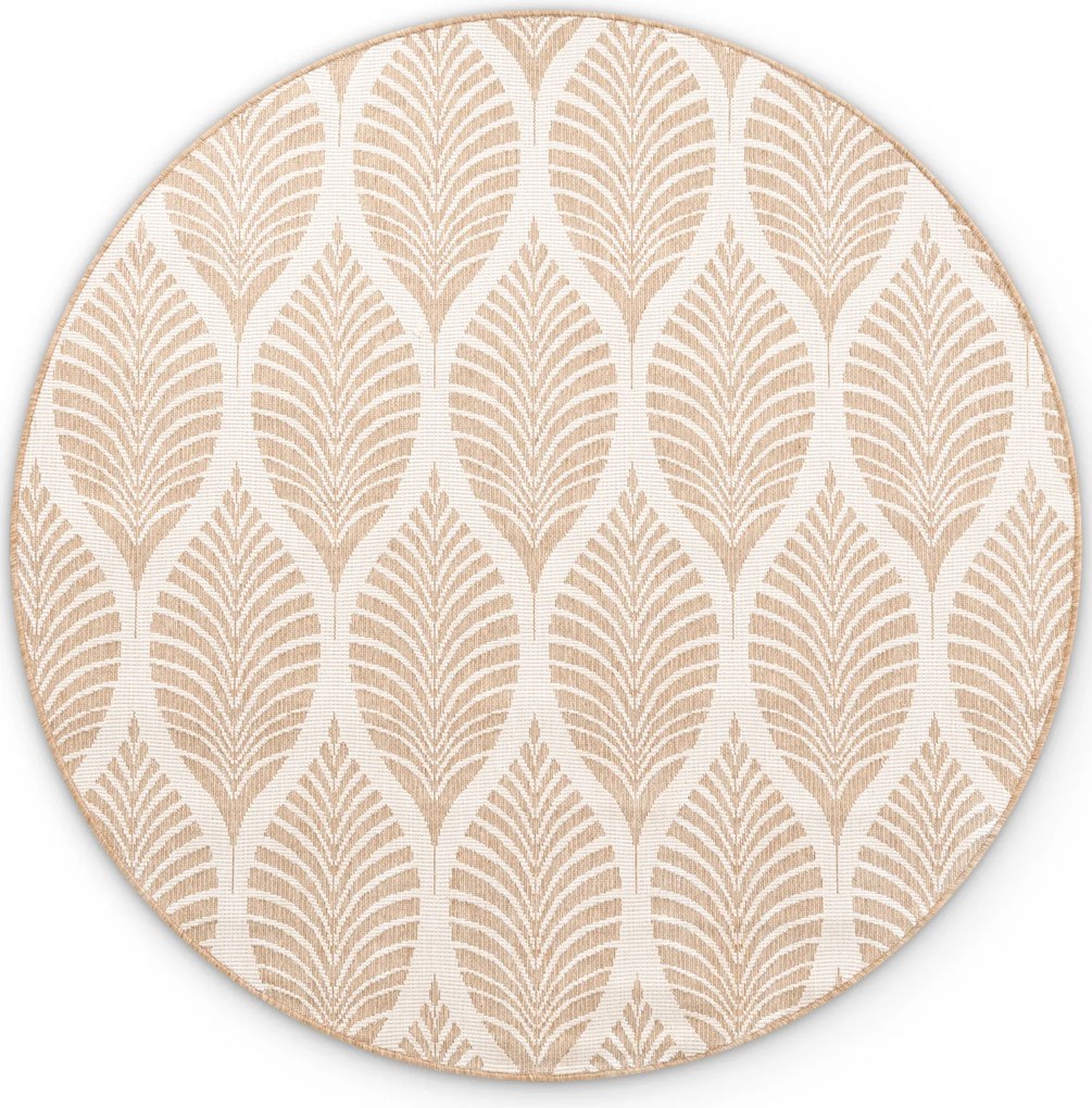 Kusový koberec Duet Liora 106247 Beige/White kruh - na von aj na doma, 160x160 (priemer) kruh, béžová, chodba / predsieň, NORTHRUGS