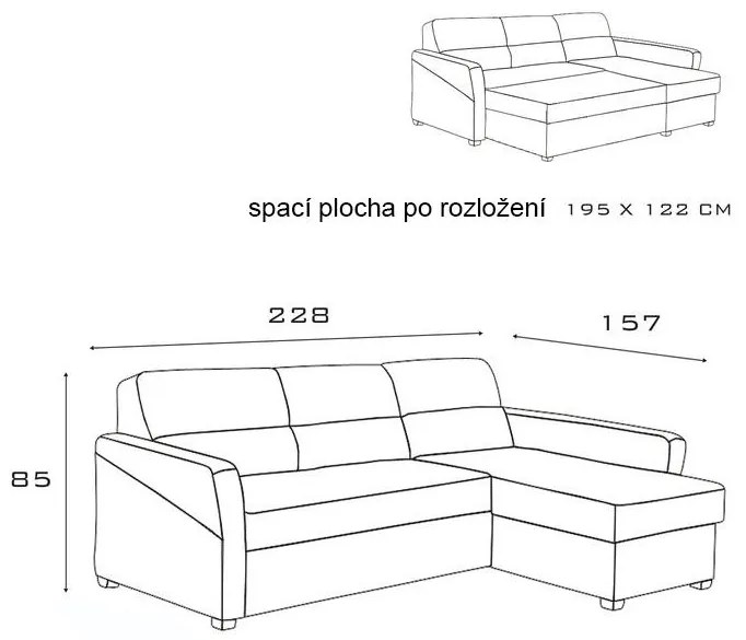 Malá sedací souprava LIVIA | 228x157 cm | PRAVÁ | rozkládací na každodenní spaní | VÝBĚR TKANIN