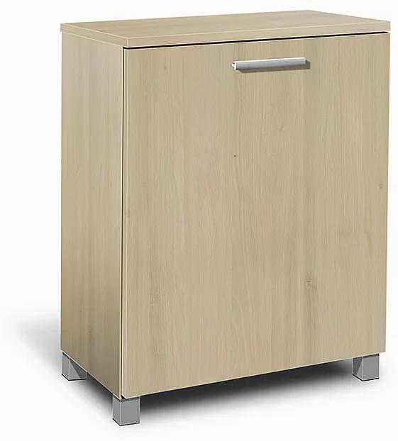 Nabytekmorava Koupelnová skříňka s košem na prádlo K19 barva skříňky: bílá 113, barva dvířek: dub stříbrný lamino
