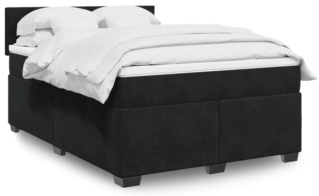 Box spring postel s matrací černá 140 x 190 cm samet 3288608