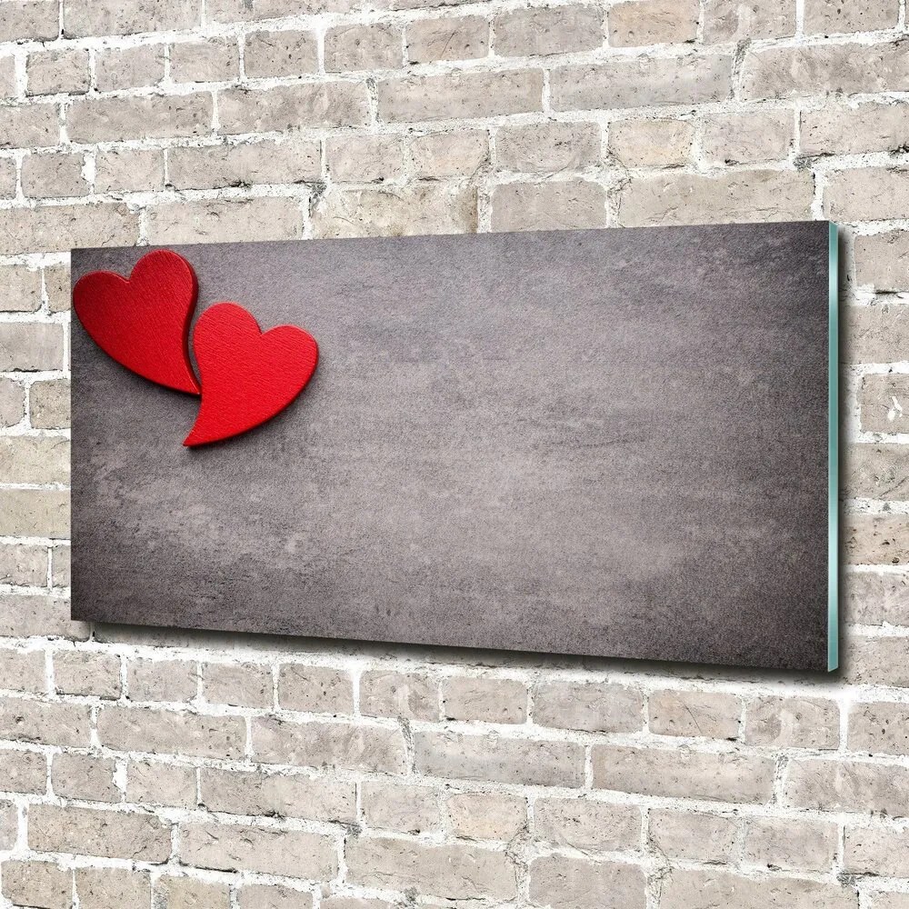 Wallmuralia Fotoobraz na skle Červená srdce 140x70 cm