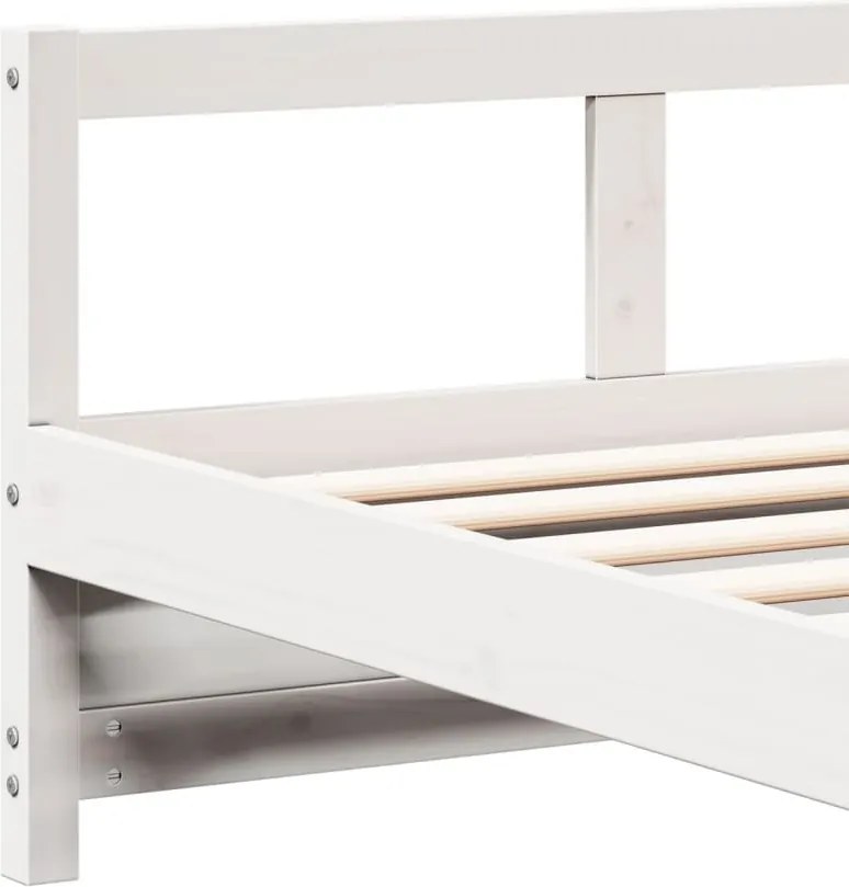 Válenda s matrací bílá 80 x 200 cm masivní borovice 3321048