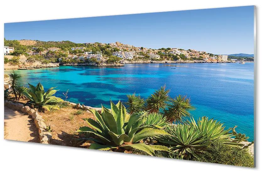 akrylový obraz Španělsko pobřeží moře město 140x70 cm