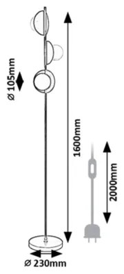 Rabalux 74223 - Stojací lampa JULES 3xG9/5W/230V