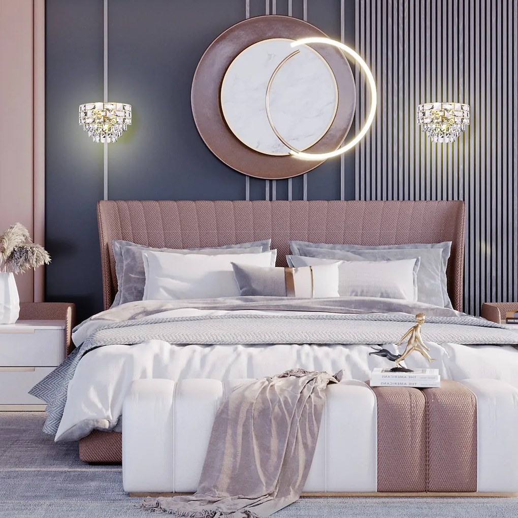 Nástěnné svítidlo Luxuria, 1x křišťálové/zlaté kovové stínítko
