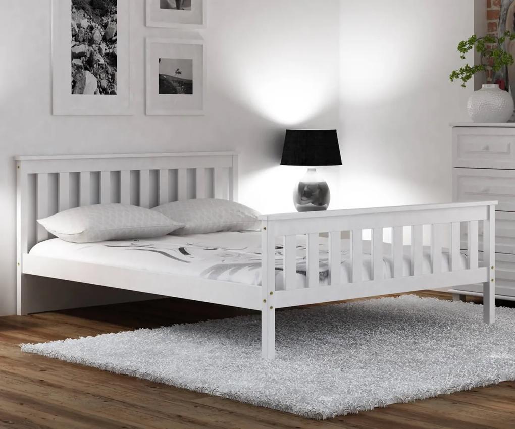 AMI nábytek Bílá dřevěná borovice postel Naxter 140x200
