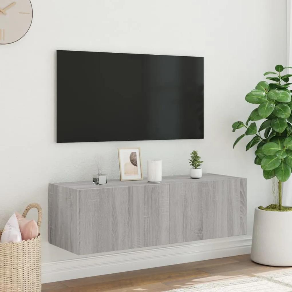 Nástěnná TV skříňka s LED osvětlením šedá sonoma 100x35x31 cm
