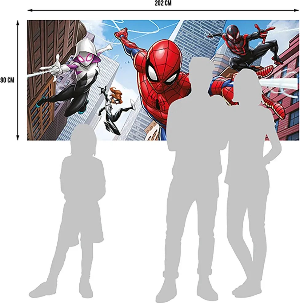 Dětská vliesová fototapeta na zed' Marvel Tým Spider-Mana, Disney | 202 x 90 cm | DFTDNH 5501