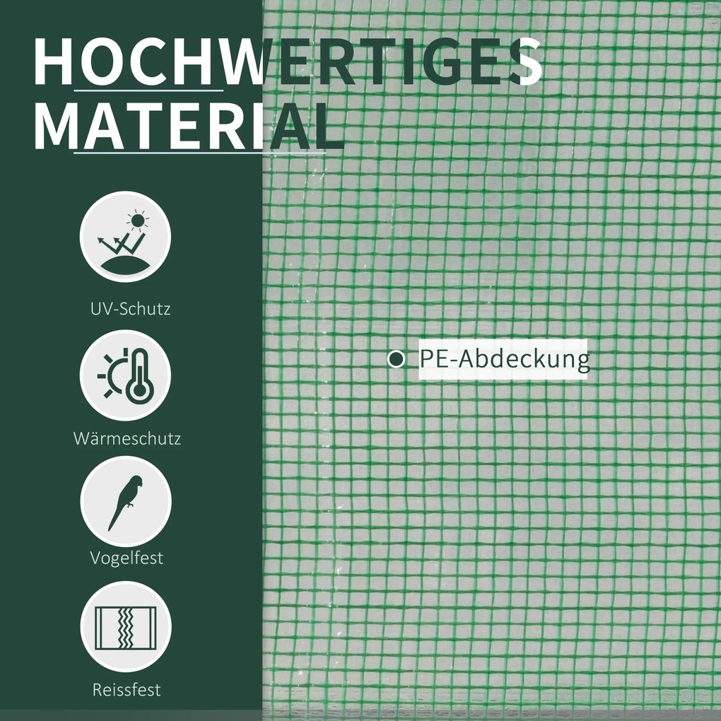 Gewächshaus, Treibhaus mit Tür, Frühbeet, Pflanzenhaus, Pflanzenaufzucht, Stahl, Kunststoff, 200 x 100 x 80 cm, Grün