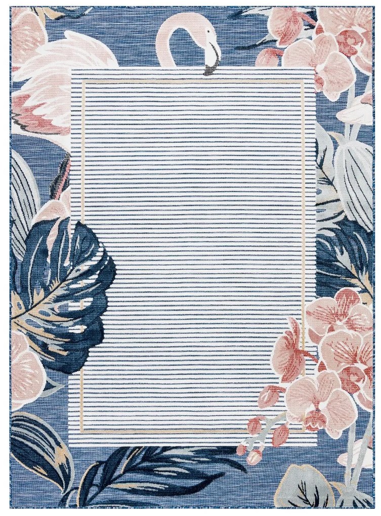Dywany Łuszczów, Kusový koberec Botanic 65240 Flamingo navy – na ven i na doma, 117x170, modrá, chodba / předsíň