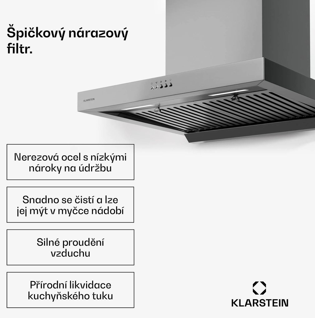 Klarstein AeroClean digestoř, 721 m³/h, 4 úrovně, EEK A++, odsávání/recirkulace vzduchu