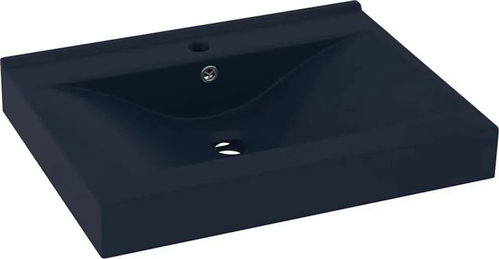 Luxusní umyvadlo otvor na baterii tmavě modré 60x46 cm keramika 147023