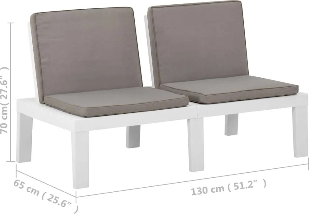 Zahradní lavička s poduškou plast bílá 315848