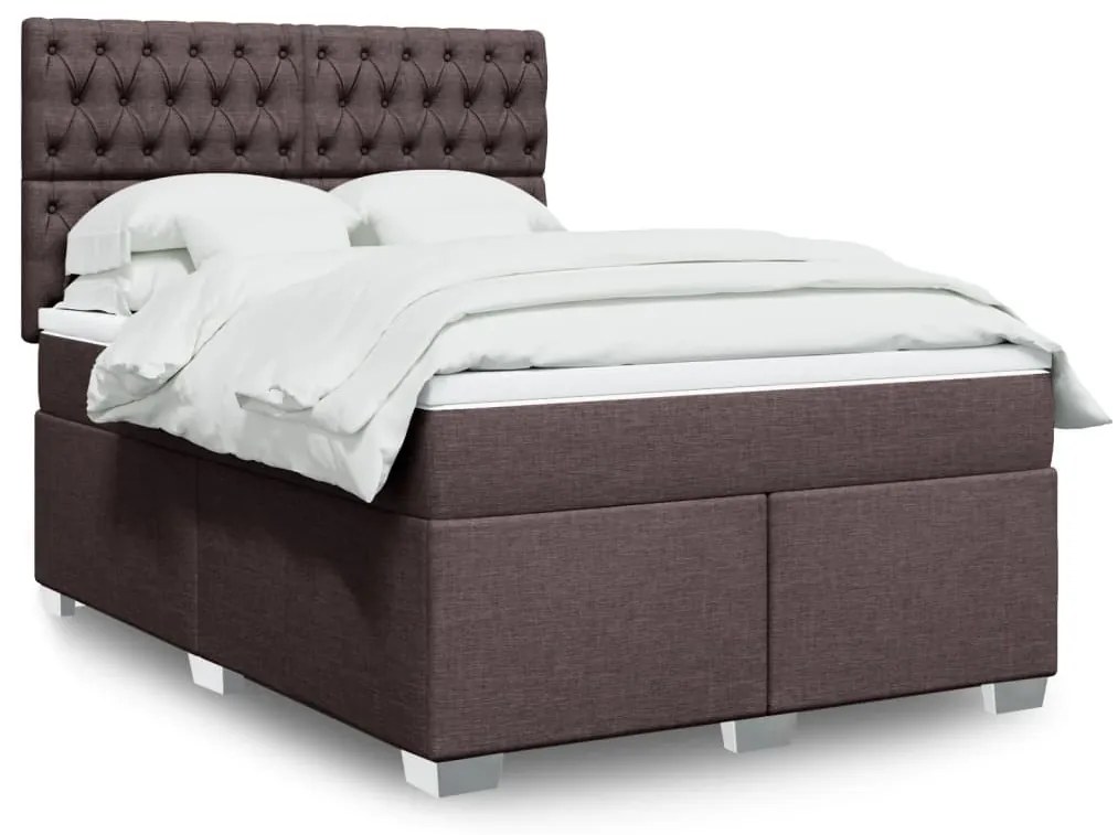 Box spring postel s matrací tmavě hnědá 160x200 cm textil