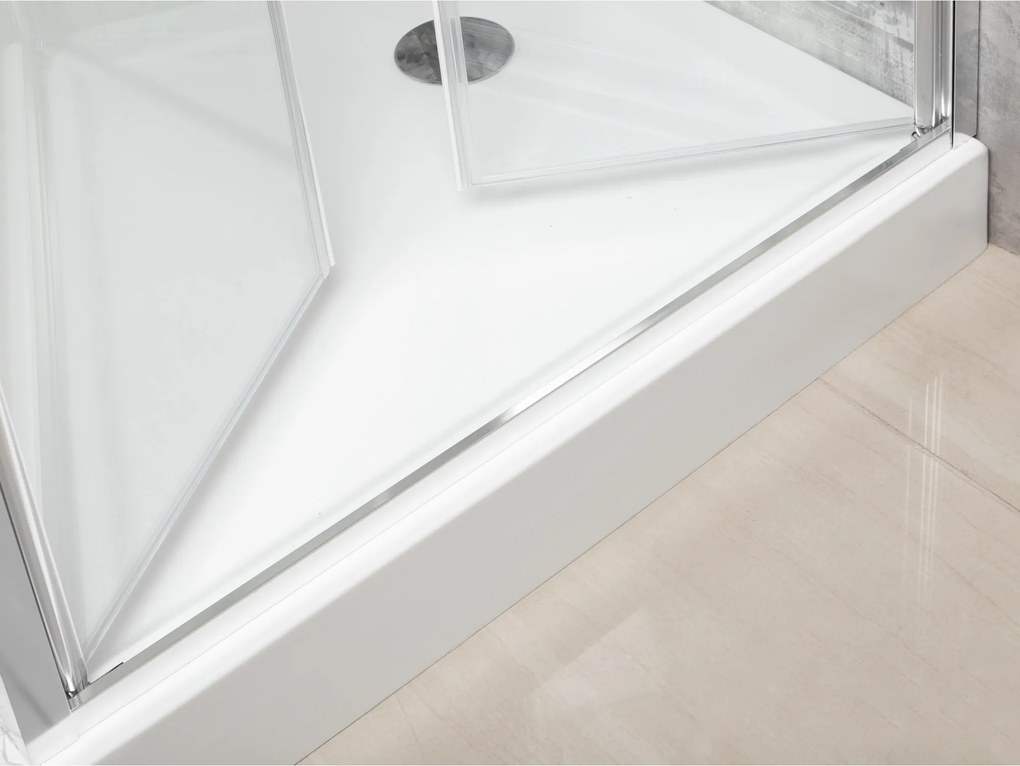 Novoterm Dvoukřídlé otevíravé sprchové dveře NV-Solid DDP CHR 90, chrom/transparent - bez vaničky