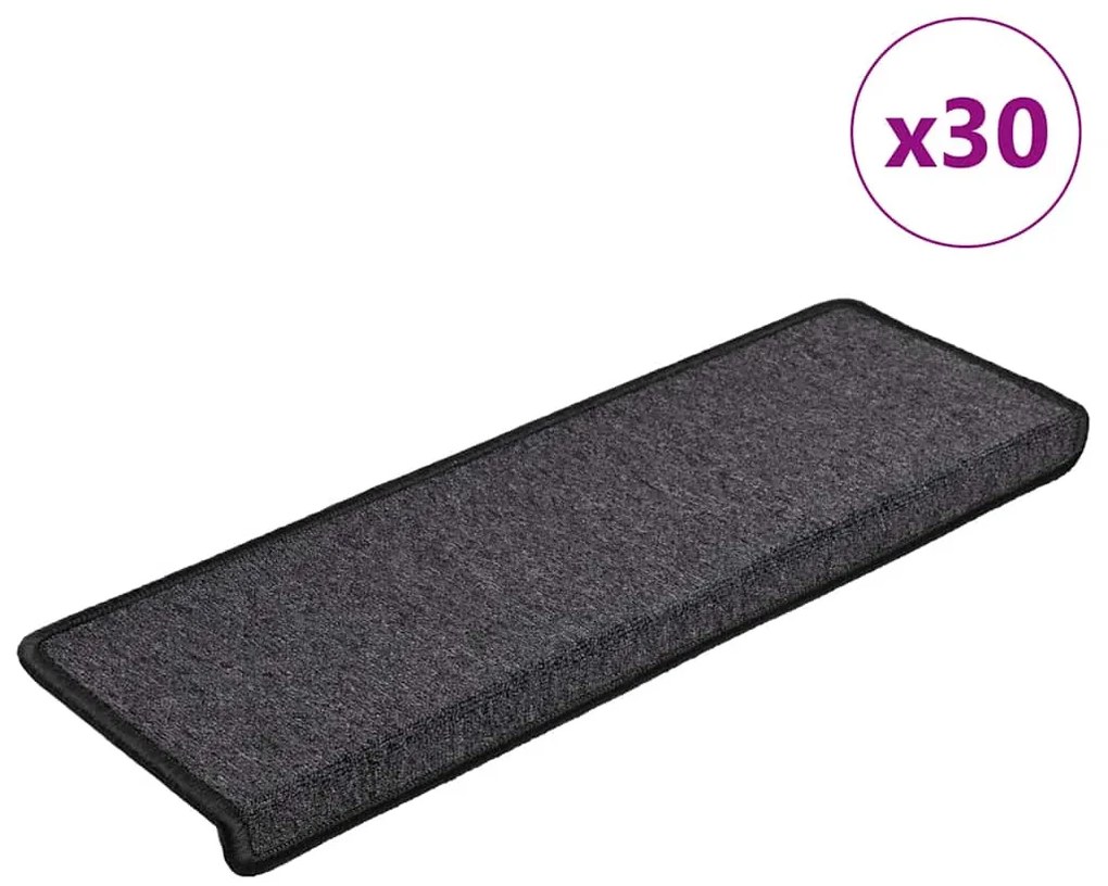 Schodové rohože 30 ks 65 x 21 x 4 cm antracitové s obdélníkovým okrajem 3365765