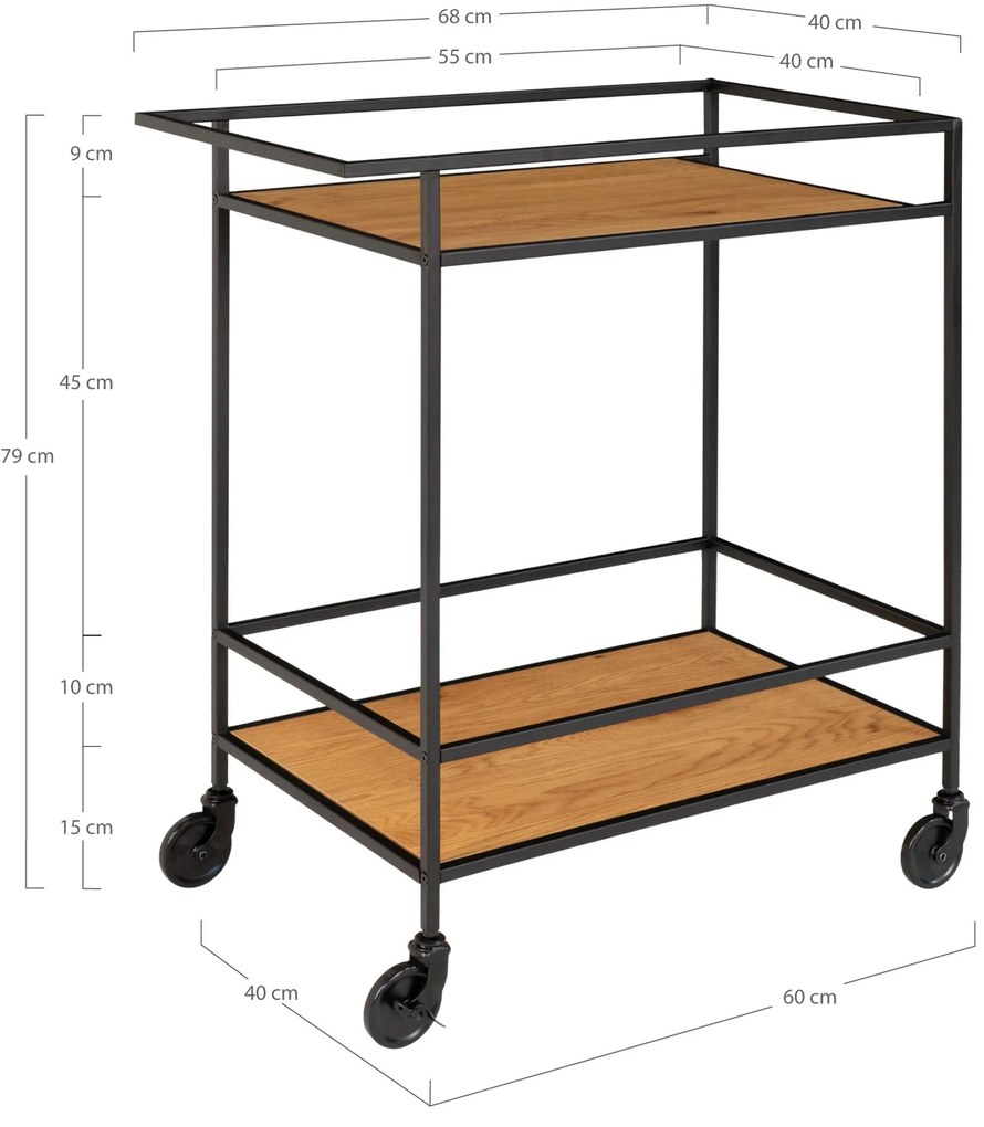Nordic Experience Servírovací vozík Energy, černá/hnědá