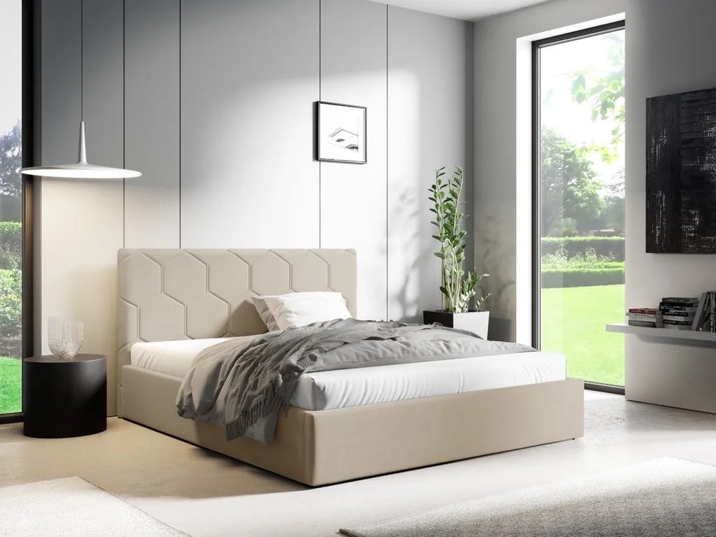 Eka Čalouněná postel MEDOX 140x200 cm Barva látky Trinity: Modrá (Trinity 2313), Úložný prostor: Bez úložného prostoru