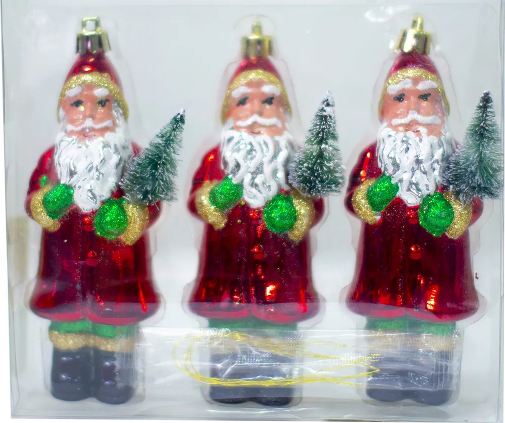 Set vánočních plastových ozdob Santa DUE ESSE / 14 cm / 3 ks