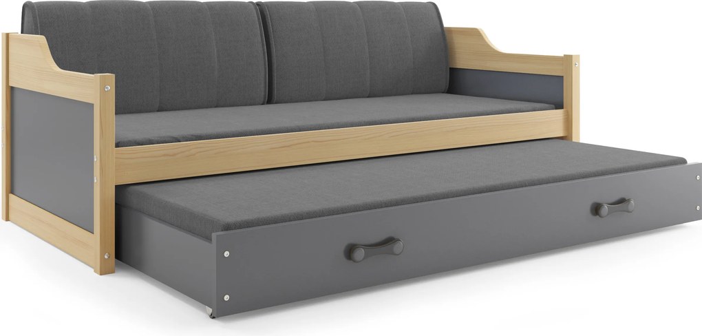 SMB Dětská výsuvná postel DAVE, 90x200 cm Barva: Grafit, Dekor: Bílá